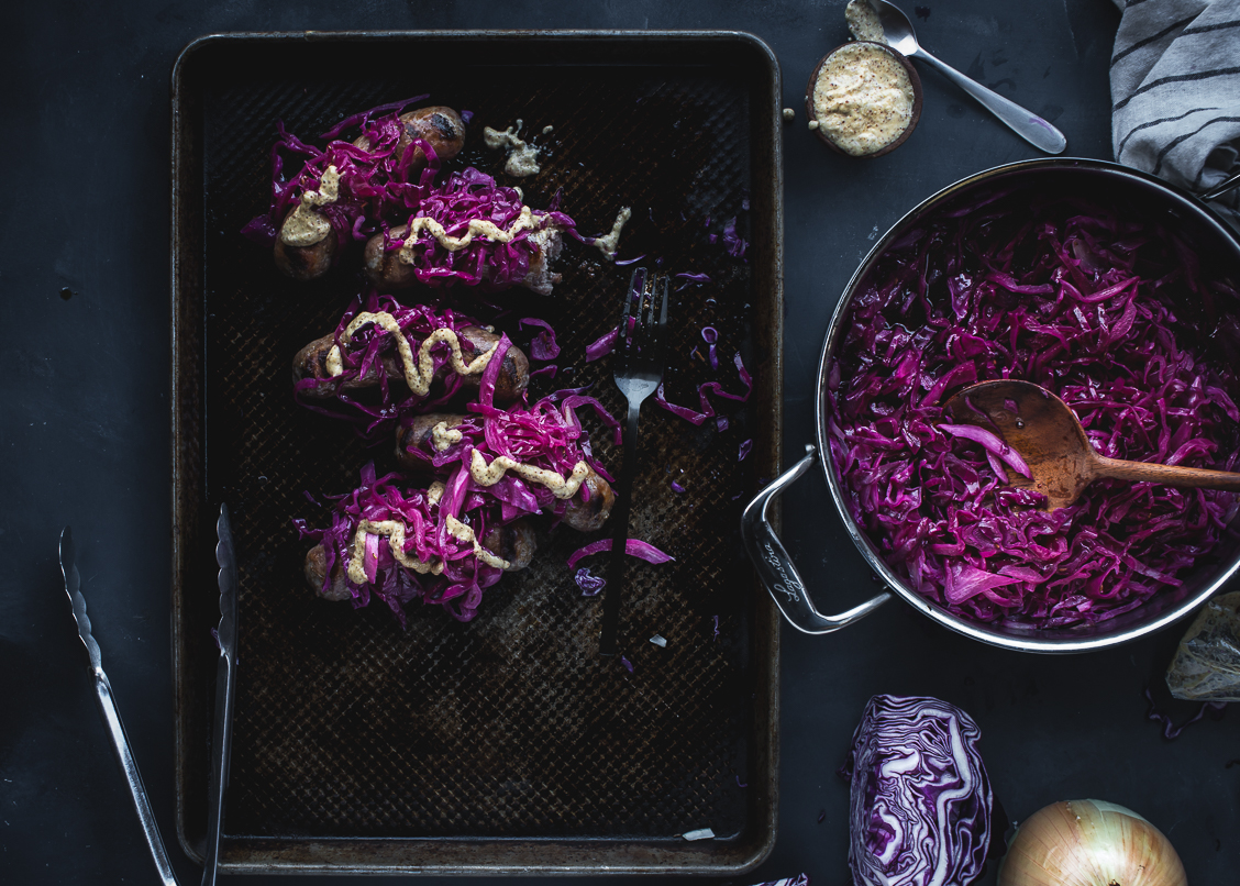 Easy Rotkraut (A Quick Red Cabbage Sauerkraut) over Brats | My Lavender ...