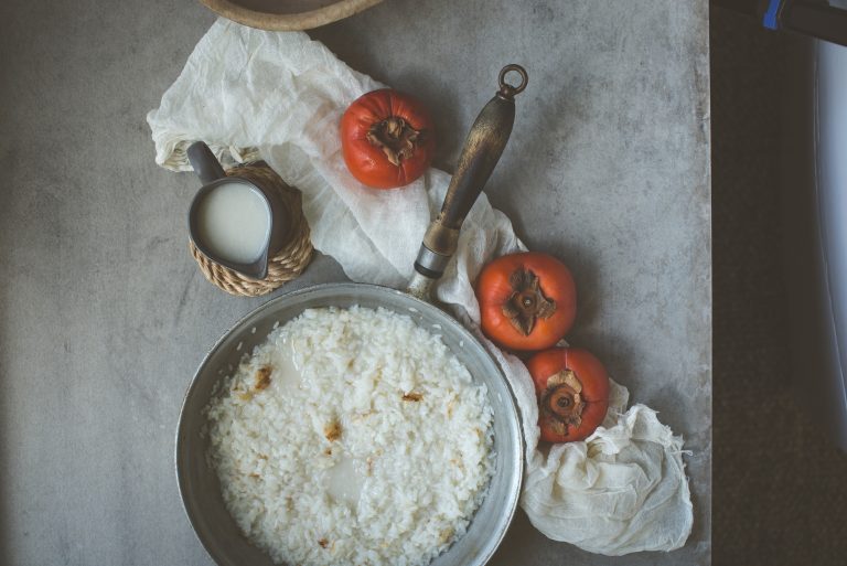 Vanilla Coconut Sweet Rice with Persimmons | My Lavender Blues